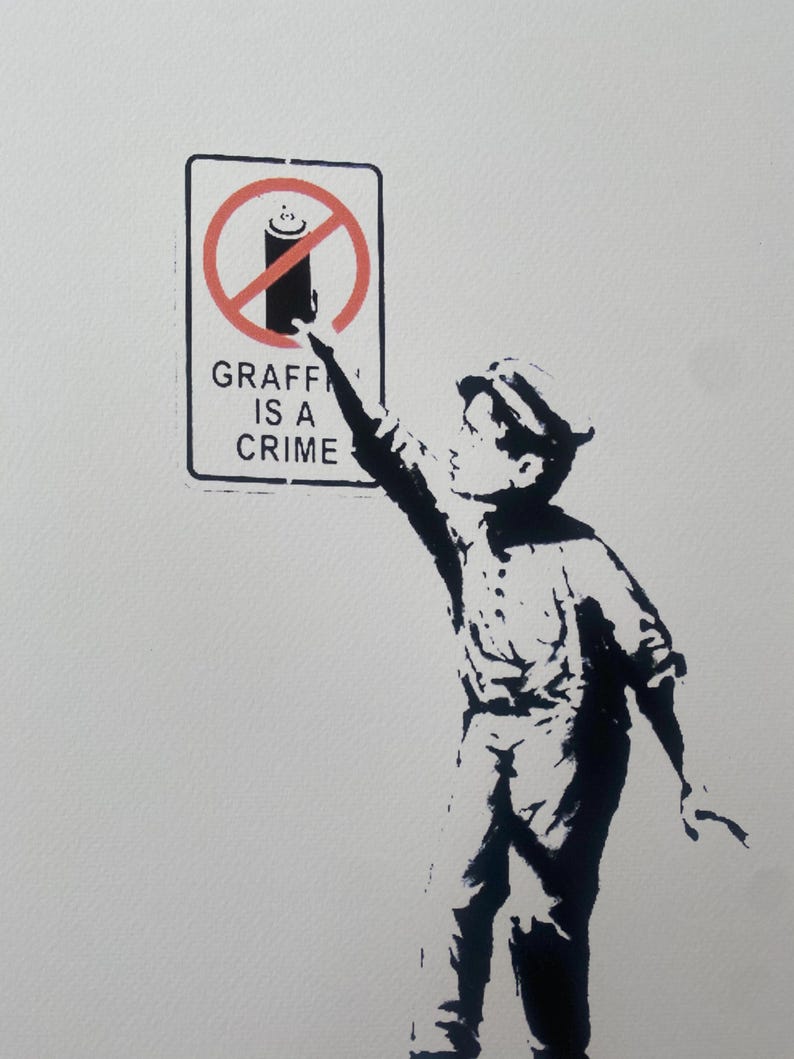 Banksy "graffiti is a Crime " Lithograph, Certificate, Signed, Top ...