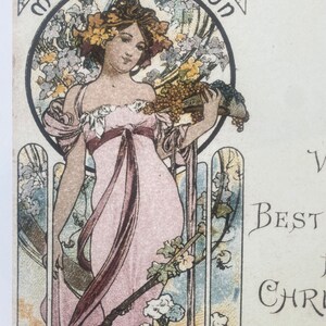 Alfons Mucha "christmas and New Year" Lithograph: Art Nouveau Champagne ...