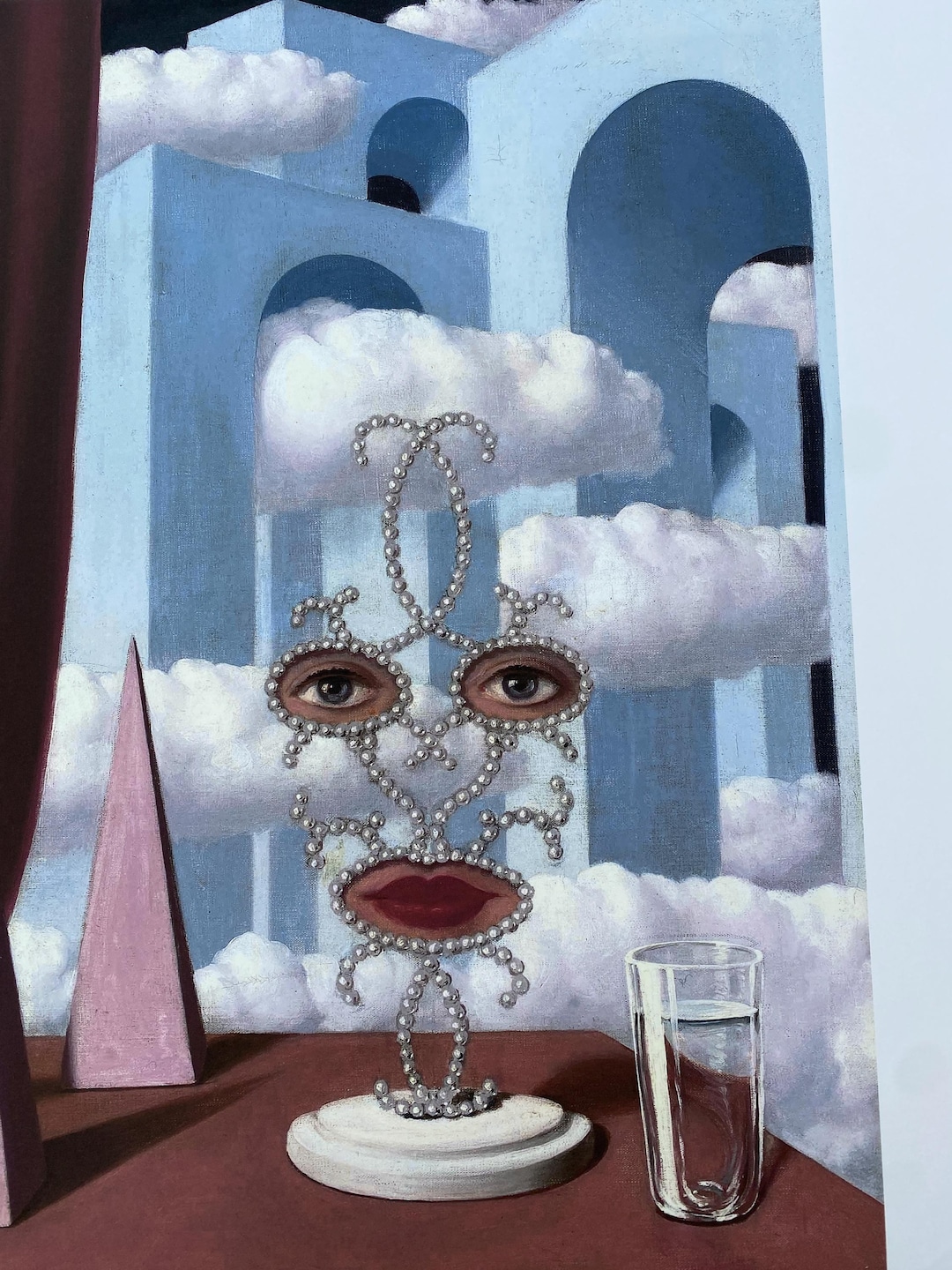 Rene Magritte Surrealist Lithograph: Face in Clouds, Signed W ...