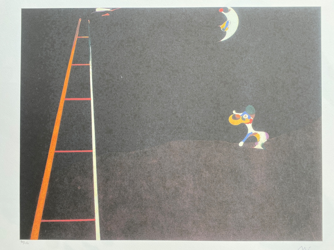 Joan Miro "dog Barking at the Moon" Lithograph, Signed, With ...