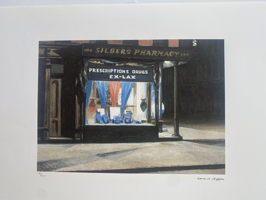 Edward Hopper "drug Store,1927 " Lithograph, Certificate, Signed, Top ...
