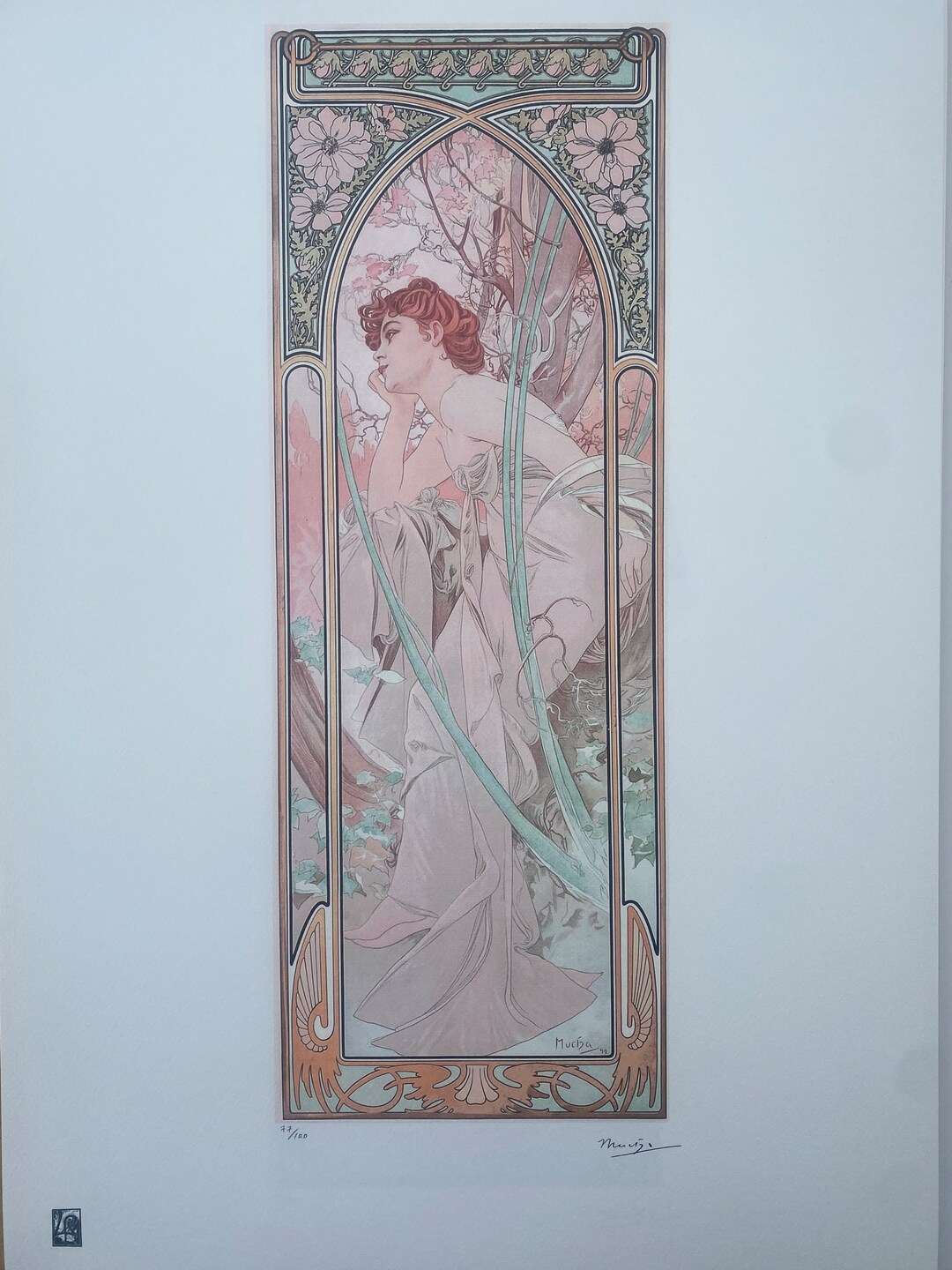 Alfons Mucha "evening Contemplation,1899 " Lithograph, Certificate ...