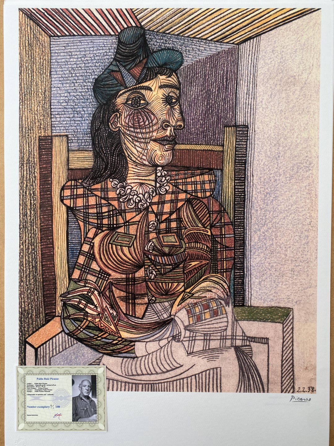 Pablo Picasso "dora Maar " Lithograph, Certificate, Signed, Top! Wall ...