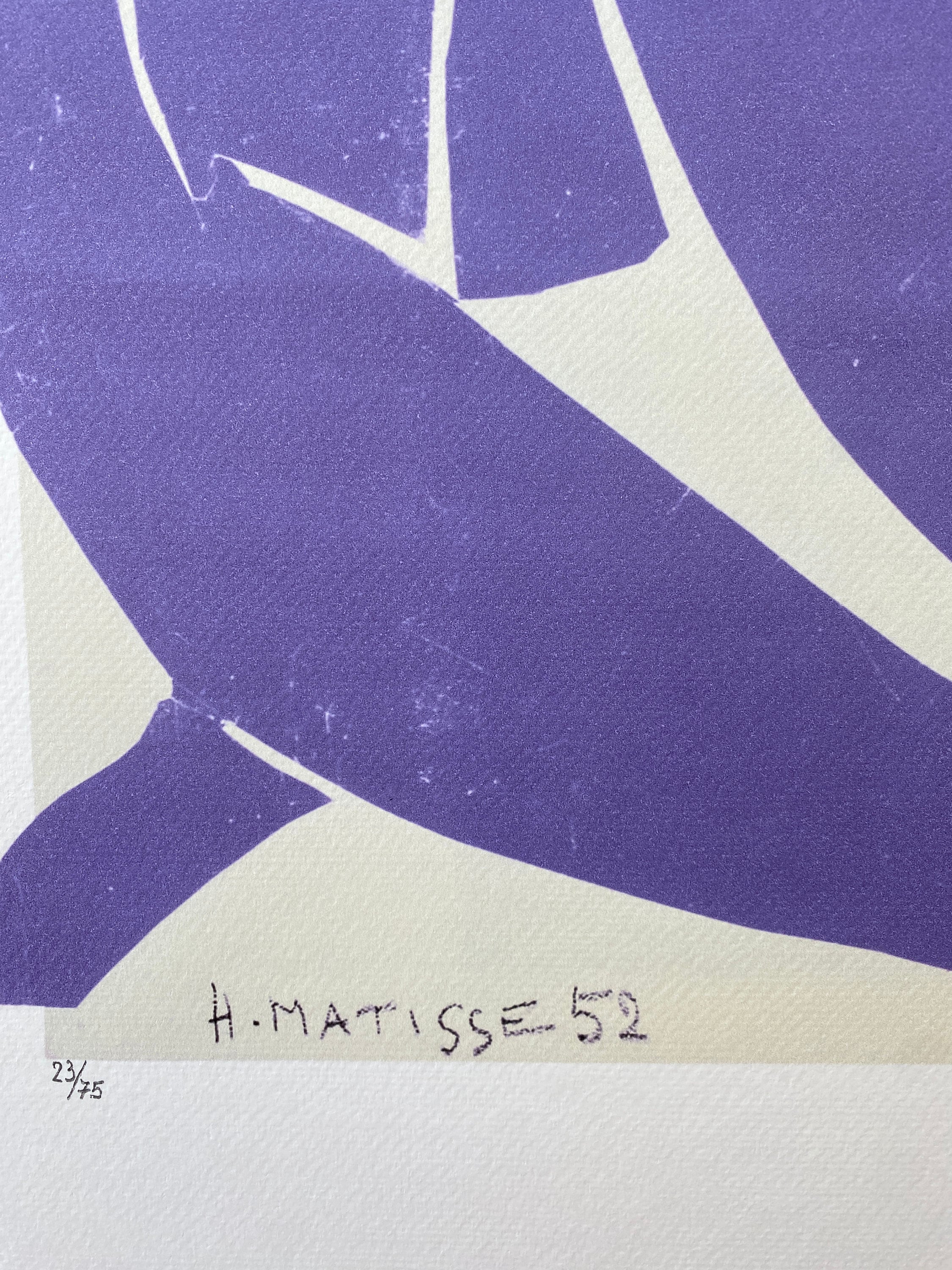 Henri Matisse " Blue Nude,1952 " Lithograph, Certificate, Signed, Top ...