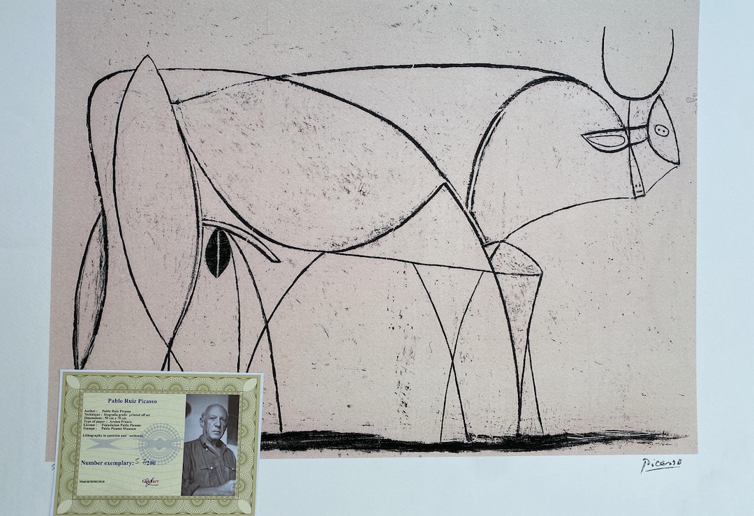 Pablo Picasso "the Bull,1945,cubism " Lithograph, Certificate, Signed ...