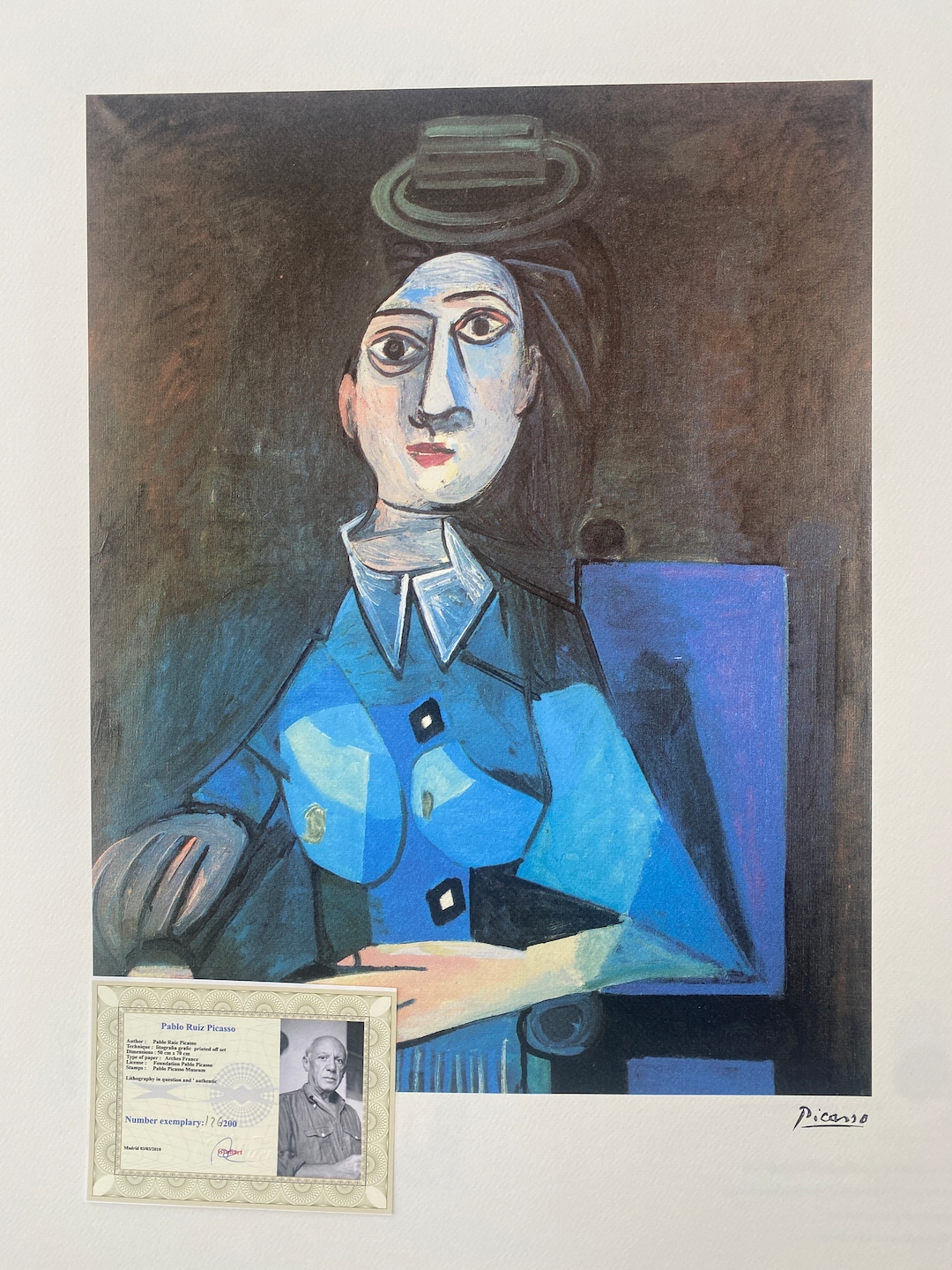 Pablo Picasso "femme Assise, Dora Maar,1955 " Lithograph, Certificate ...