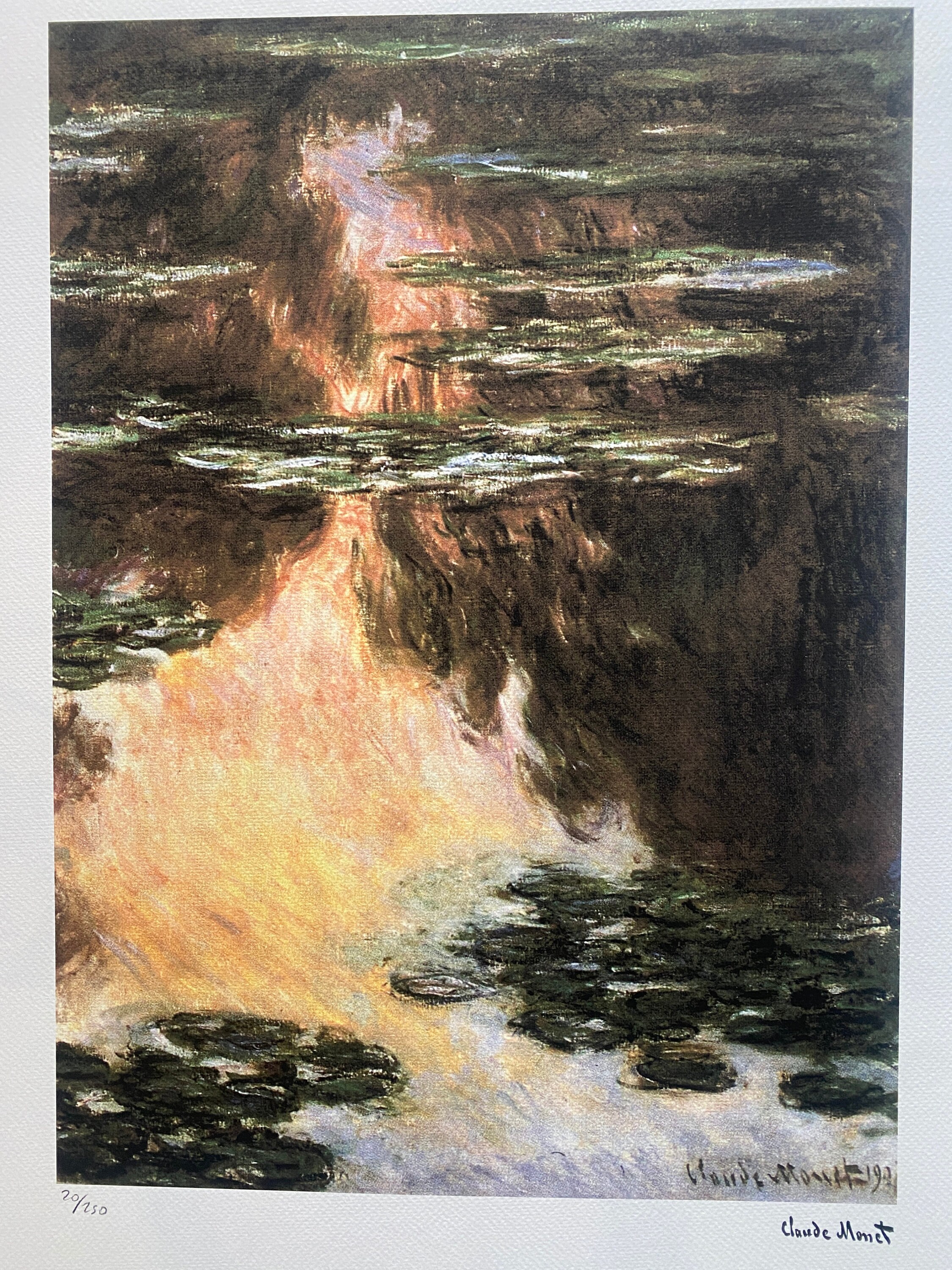 Claude Monet water Lilies,1907 Lithograph, Certificate, Signed, Top ...