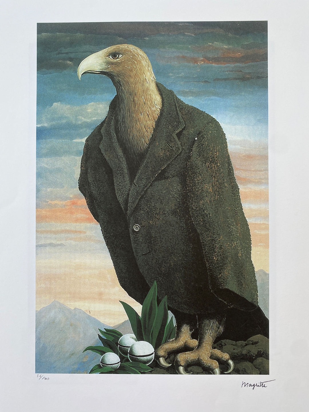 Rene Magritte " the Present,1939 " Lithograph, Certificate, Signed, Top ...