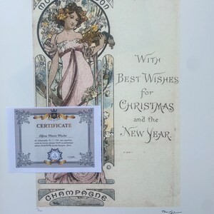 Alfons Mucha "christmas and New Year" Lithograph: Art Nouveau Champagne ...