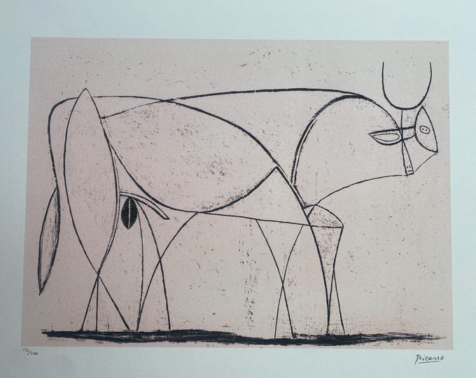 Pablo Picasso "the Bull " Lithograph, Certificate, Signed, Top! Wall ...