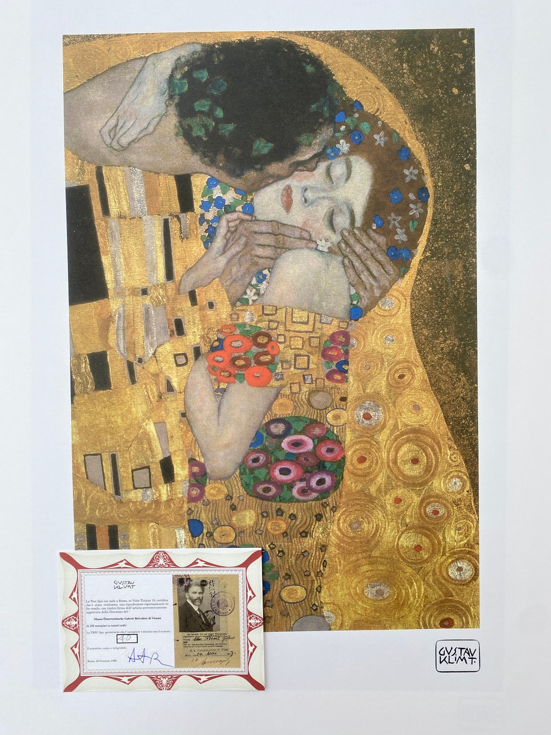 Gustav Klimt kiss Lithograph, Certificate, Signed, Top Wall Art, Pop ...