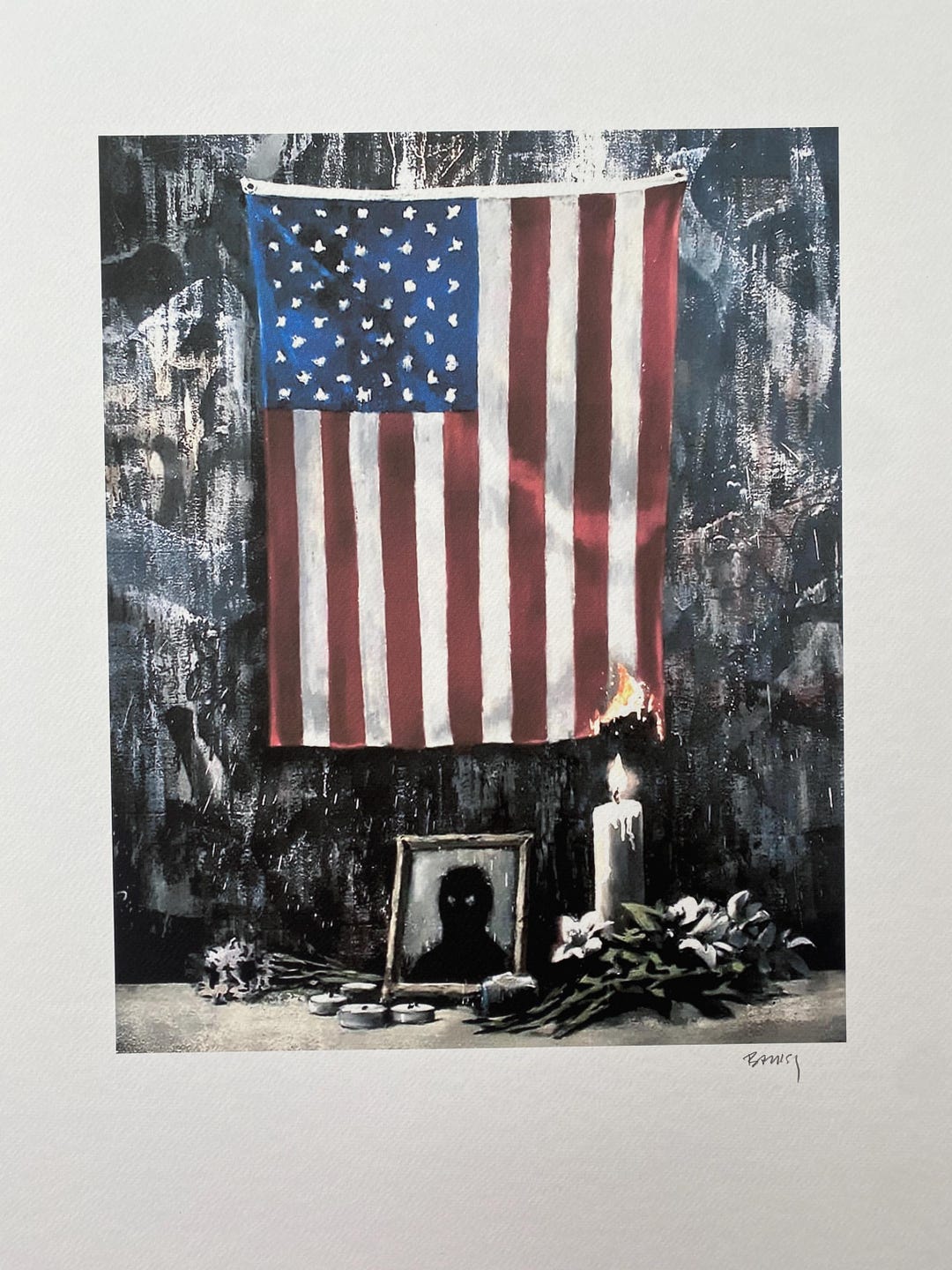 Banksy "american Flag " Lithograph, Certificate, Signed, Top! Wall Art ...