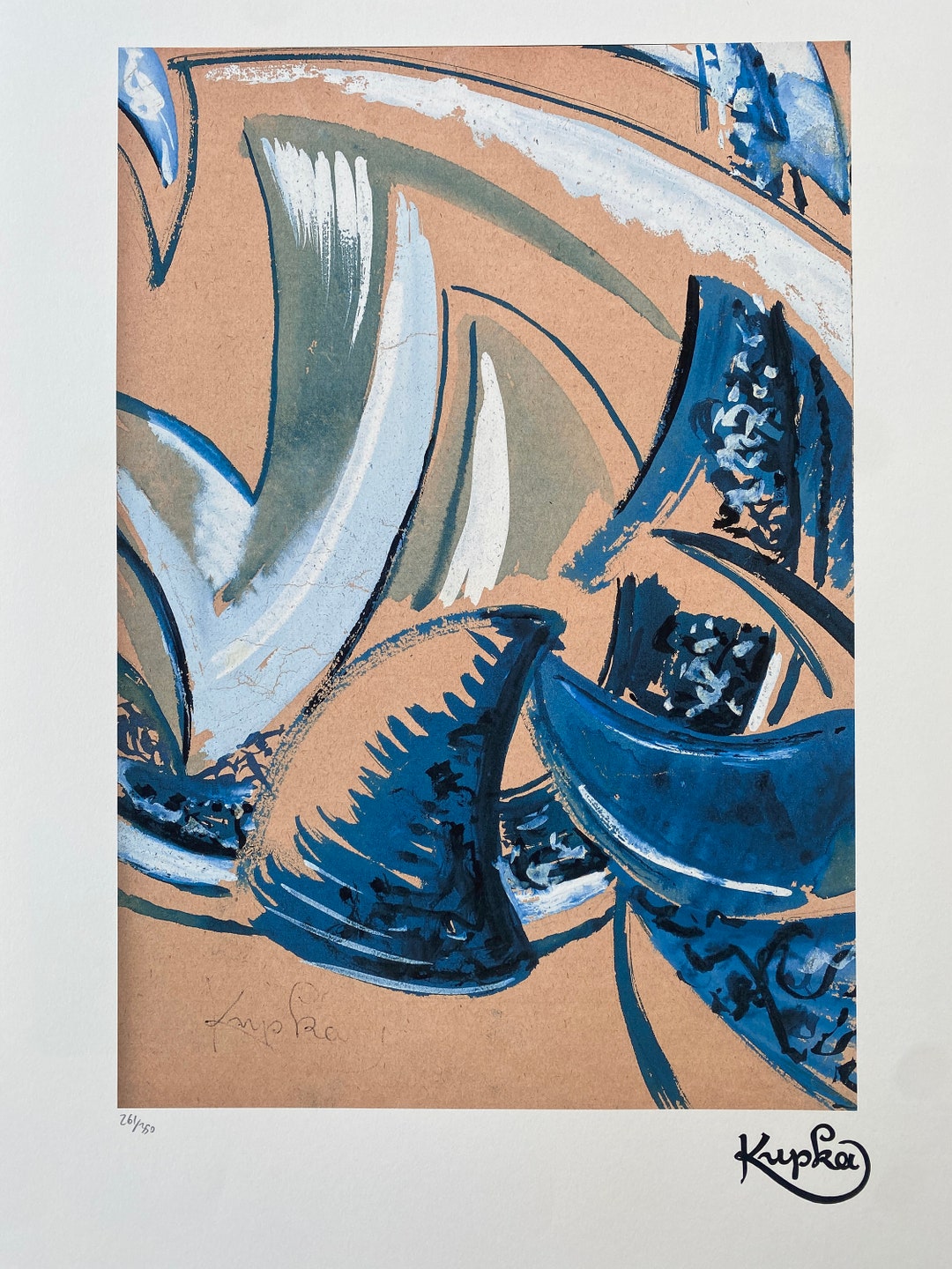 Frantisek Kupka" Abstract Composition Blue and Beige" Lithograph ...