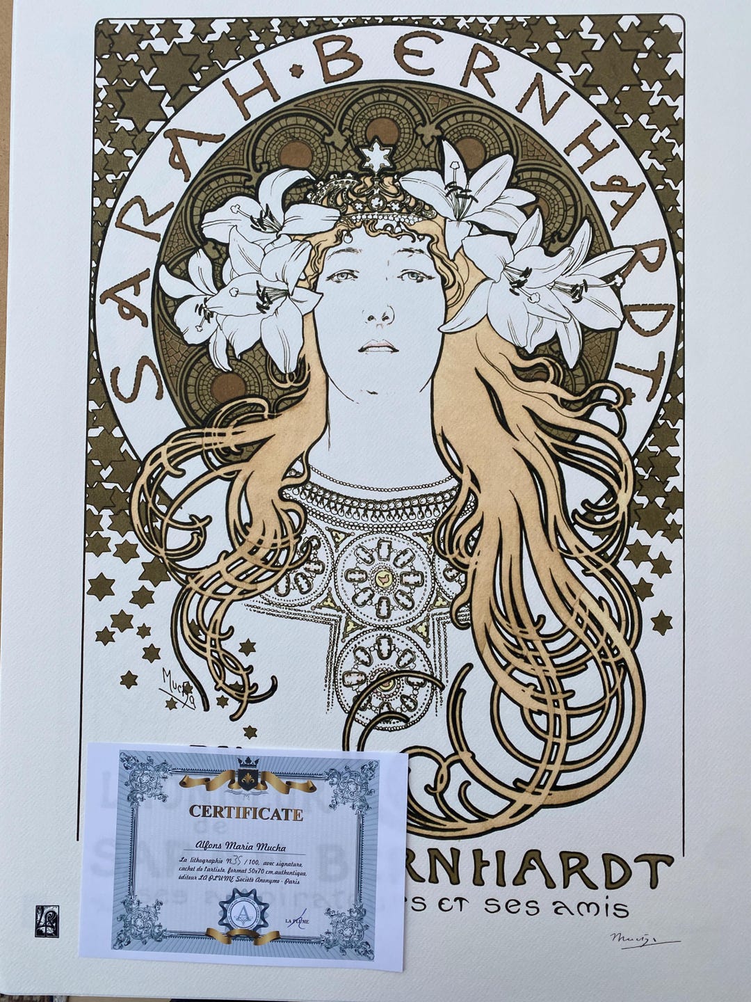 Alfons Mucha "sarah Bernhardt,1896 " Lithograph, Certificate, Signed, Top! Wall Art, Pop Art ...
