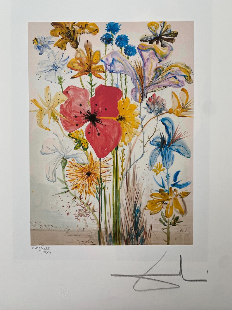 Salvador Dalí "Flordali II, La rosa papillon, 1981" Litografía, Firmada ...