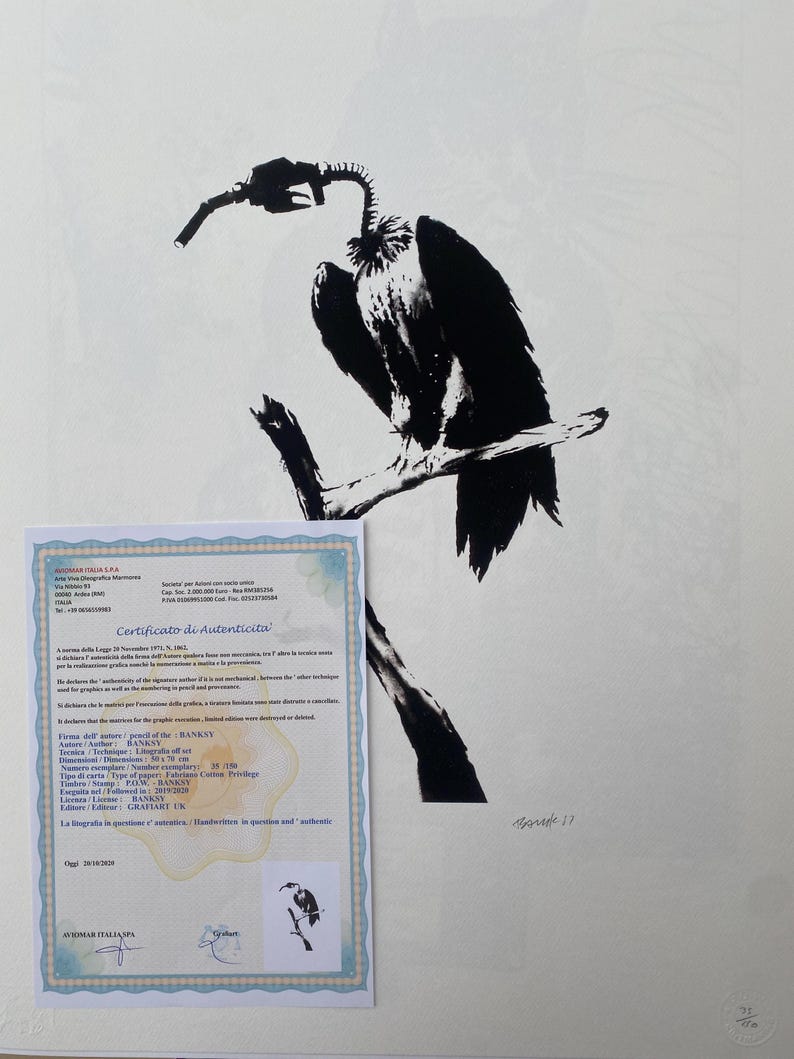 Banksy "bird With Grenade " Lithograph, Certificate, Signed, Top! Wall ...