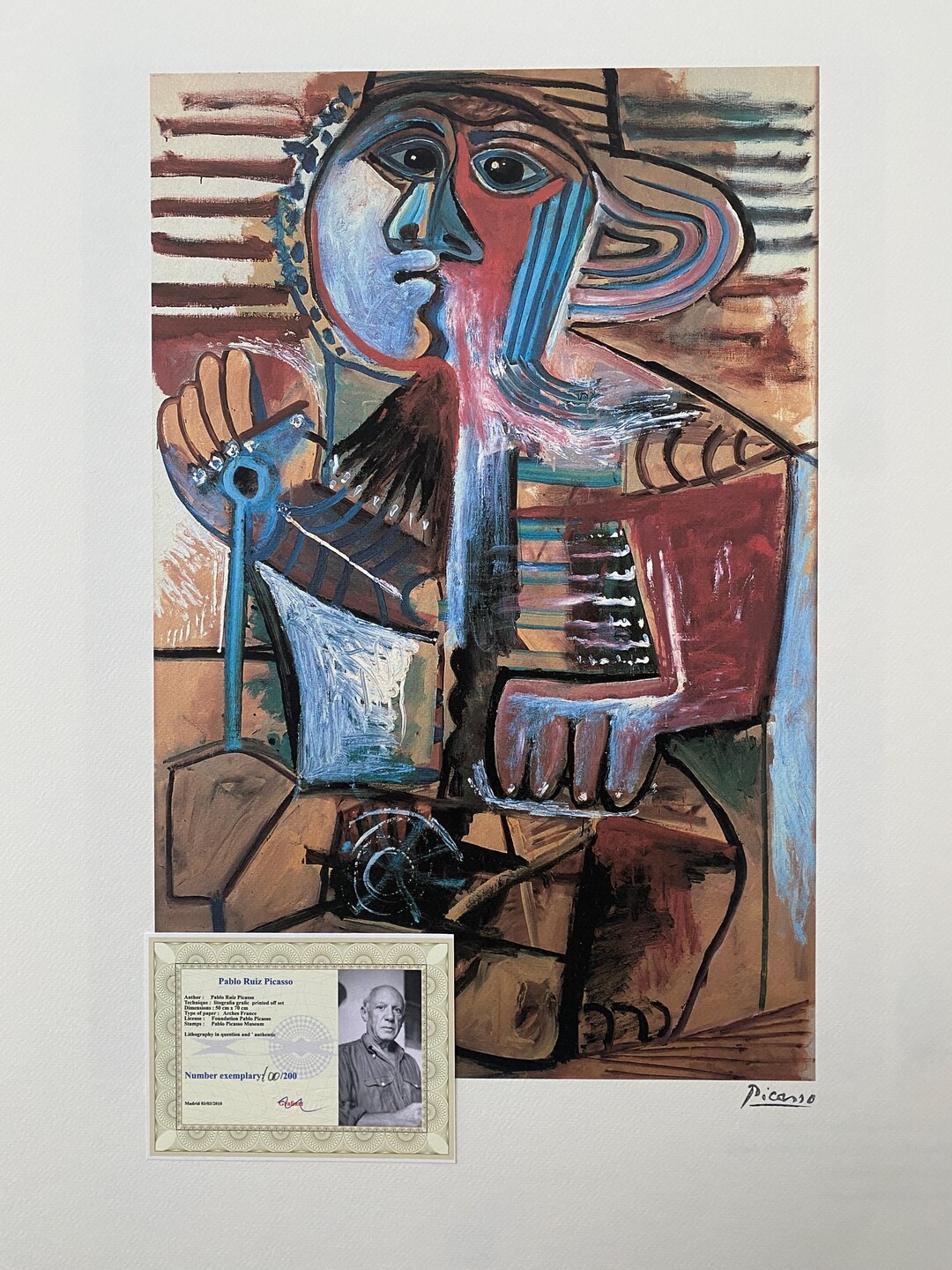 Pablo Picasso "sitting Woman "cubism, Lithograph, Certificate, Signed ...