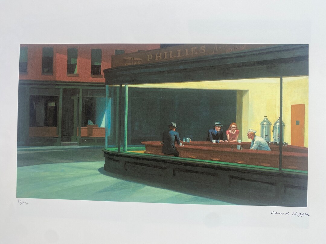 Edward Hopper "nighthawks,1942 " Lithograph, Certificate, Signed, Top ...