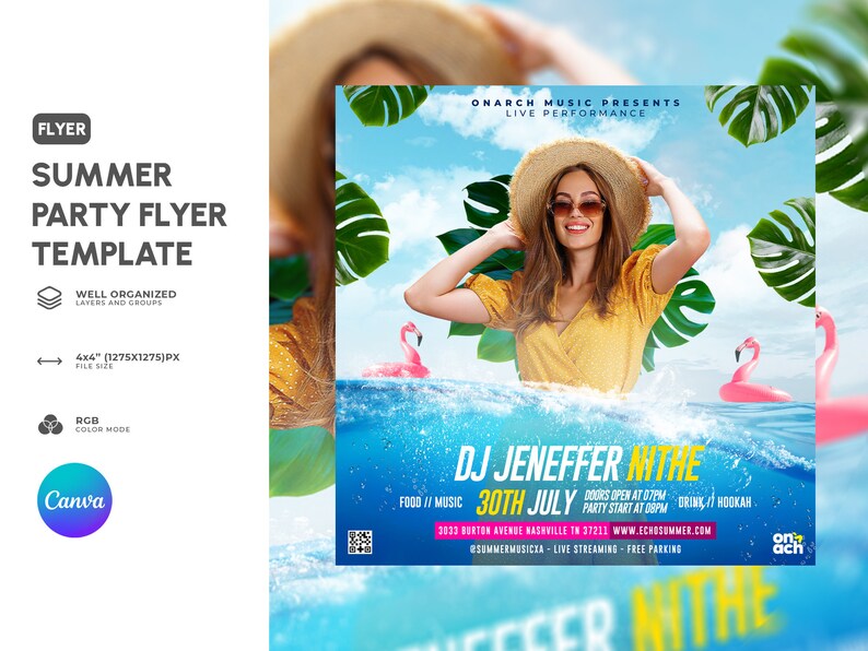 Editable Summer Flyer Template for Canva, DIY Event Flyer, Summer Party ...