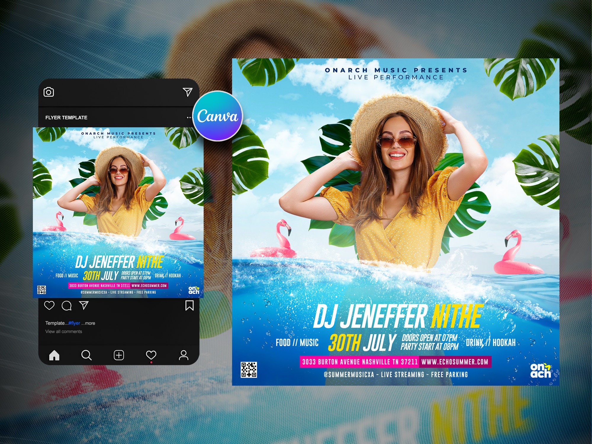 Editable Summer Flyer Template for Canva, DIY Event Flyer, Summer Party ...