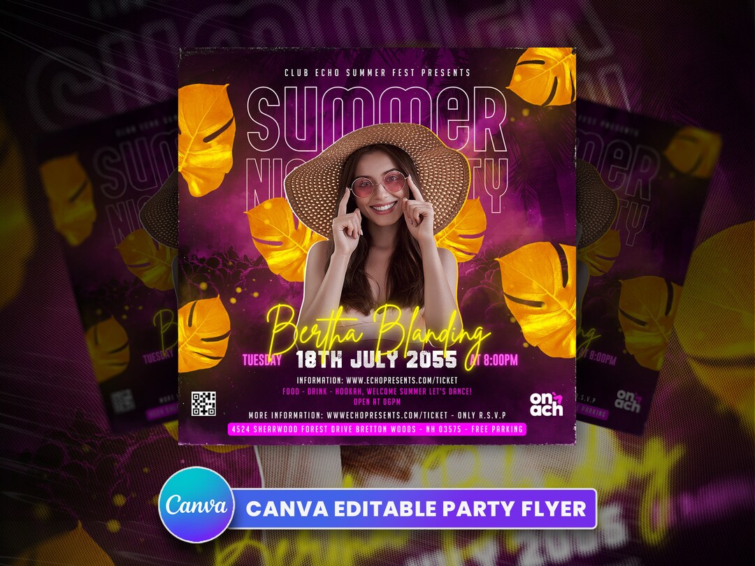 Editable Summer Flyer Template for Canva, DIY Event Flyer, Summer Party ...
