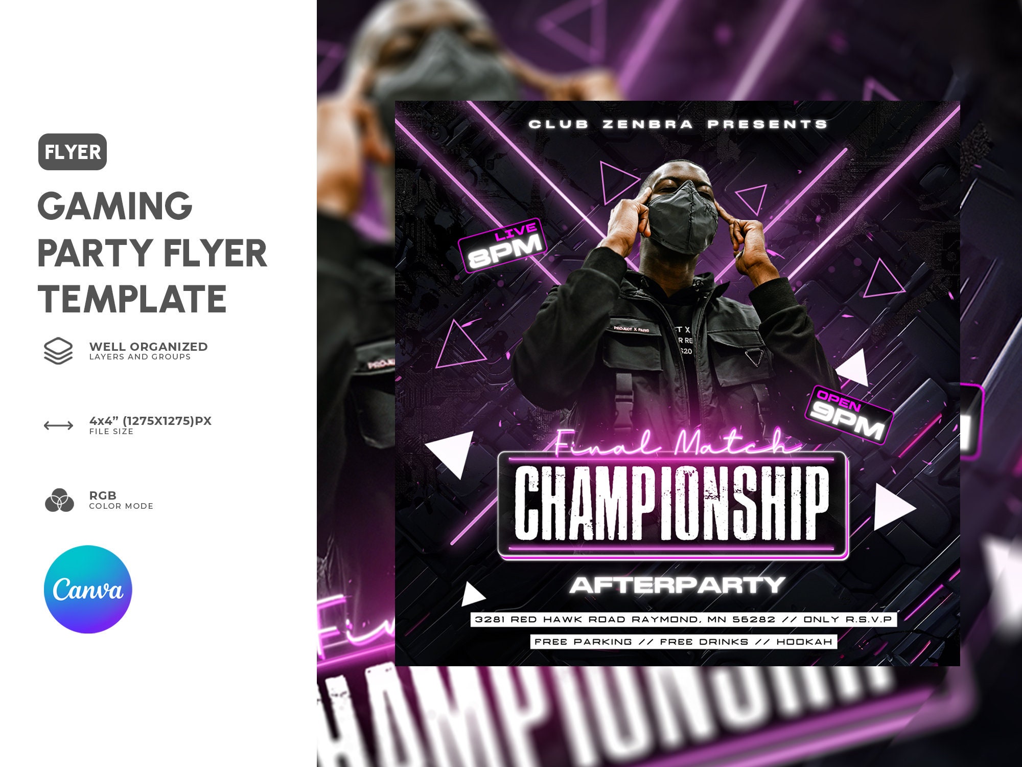 Esports Gaming Party Invitation, Editable Game Day Canva Flyer Template ...