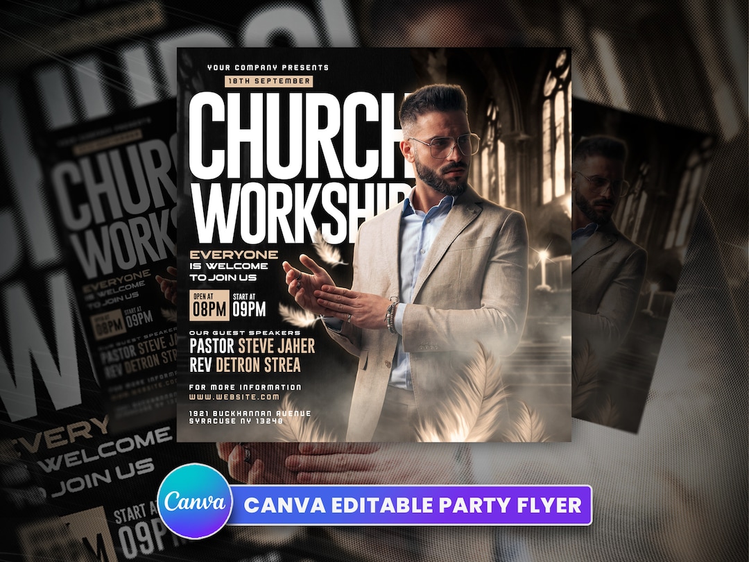 Editable Canva Church Flyer, Church Service Flyer, School Flyer ...