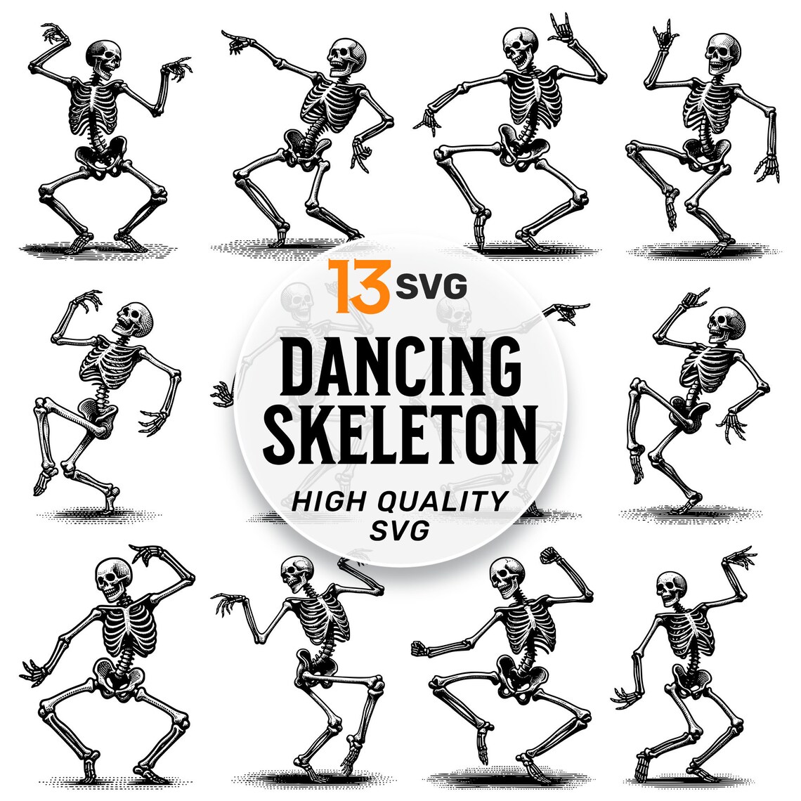 Dancing Skeleton SVG, Halloween Skeleton Dancing Svg, Bundle, Halloween ...