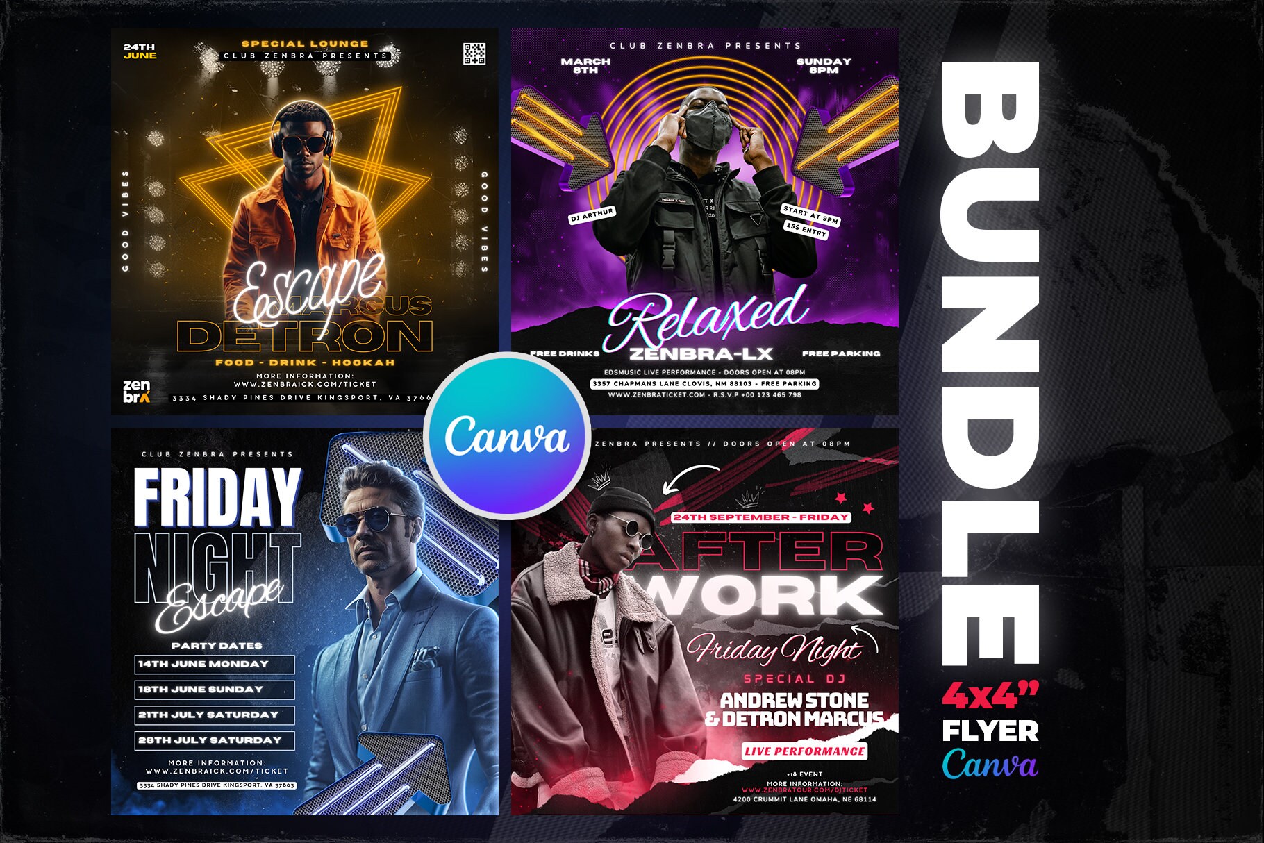 Bundle Club Flyer Templates, Party Flyers Bundle, Canva Editable ...