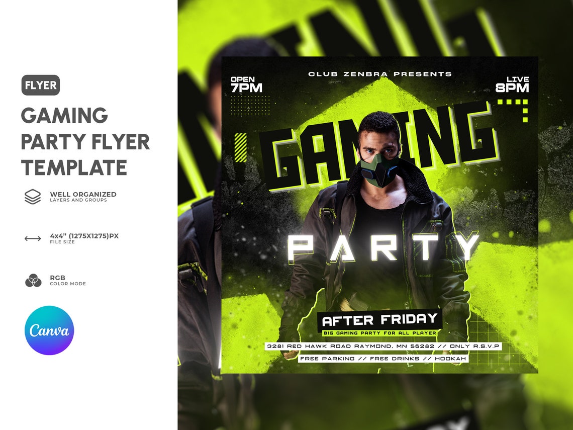 Esports Gaming Party Invitation, Editable Game Day Canva Flyer Template ...