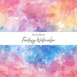 Fantasy Watercolor Background Digital Paper Seamless, Gradient, Pastel ...