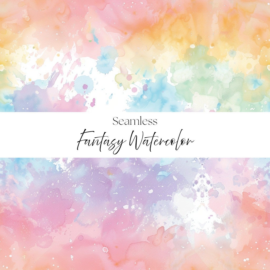 Fantasy Watercolor Background Digital Paper Seamless, Gradient, Pastel ...