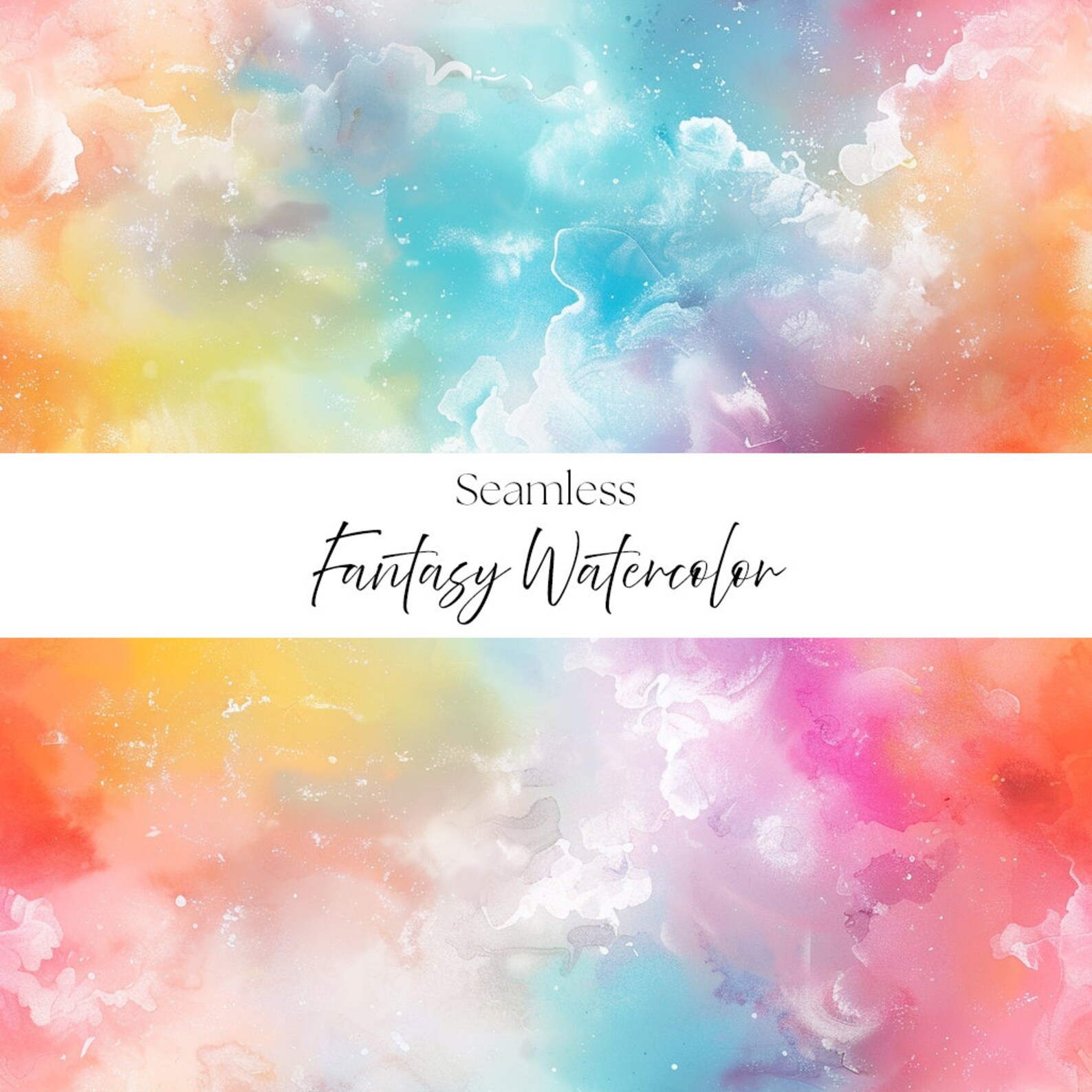 Fantasy Watercolor Background Digital Paper Seamless, Gradient, Pastel ...