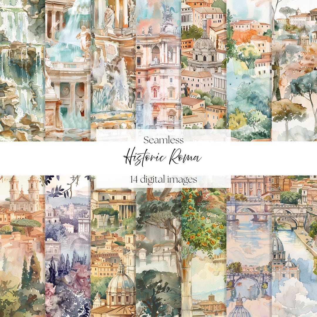Historic Roma, Seamless, Italy, Roman Forum, Trevi Fountain ...