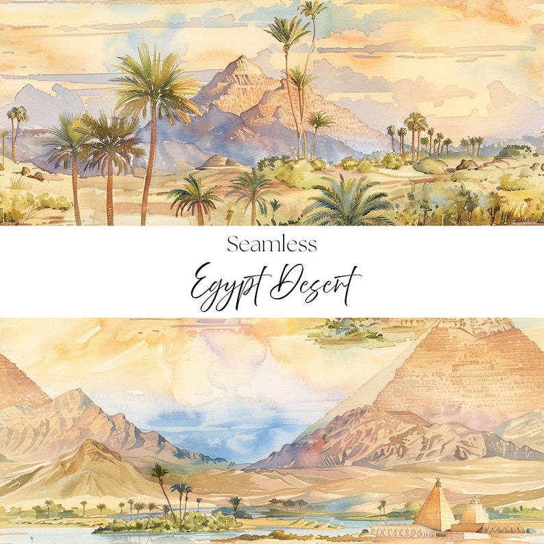 Egypt Desert, Seamless, Pyramids, Nile River, Temples, Ancient ...