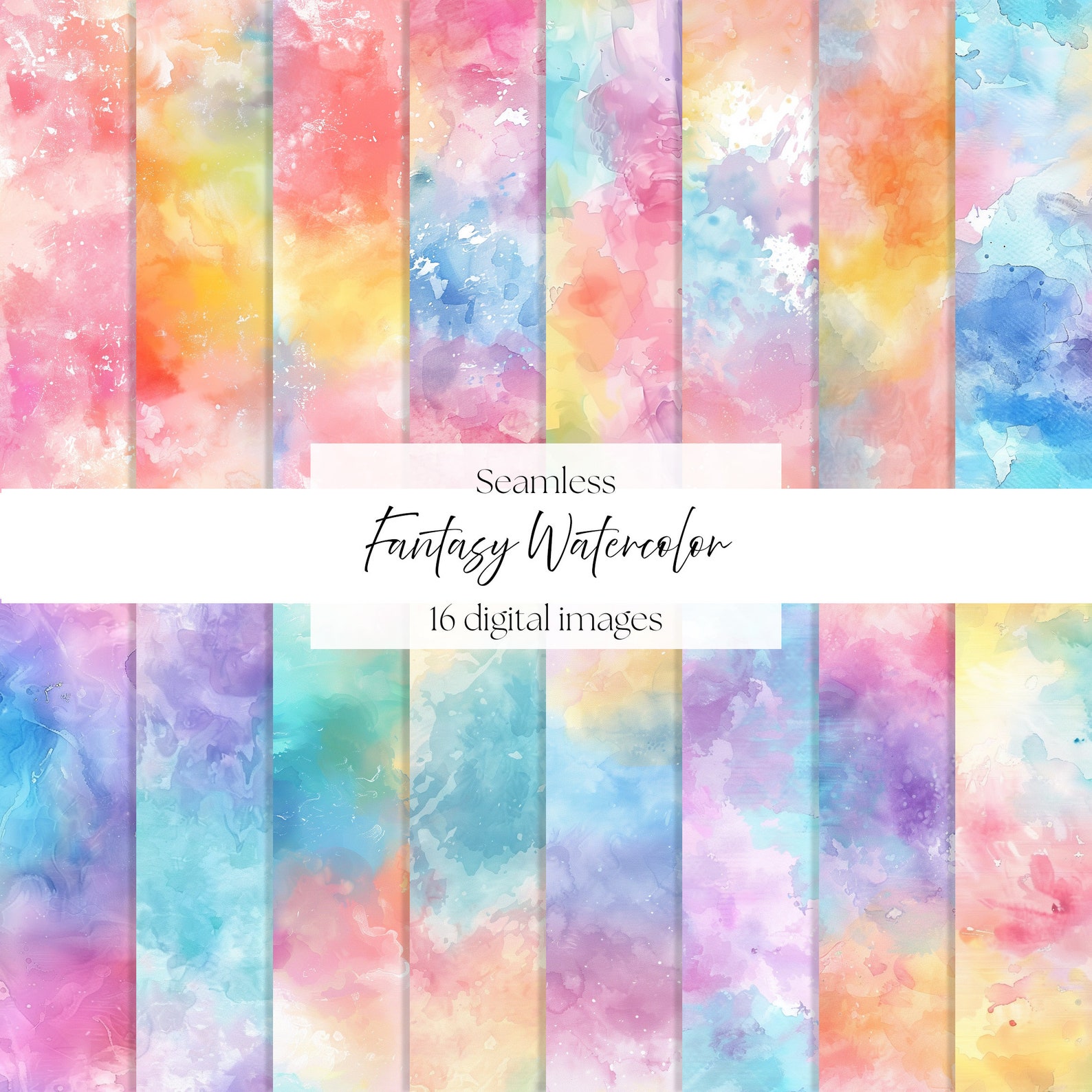 Fantasy Watercolor Background Digital Paper Seamless, Gradient, Pastel ...