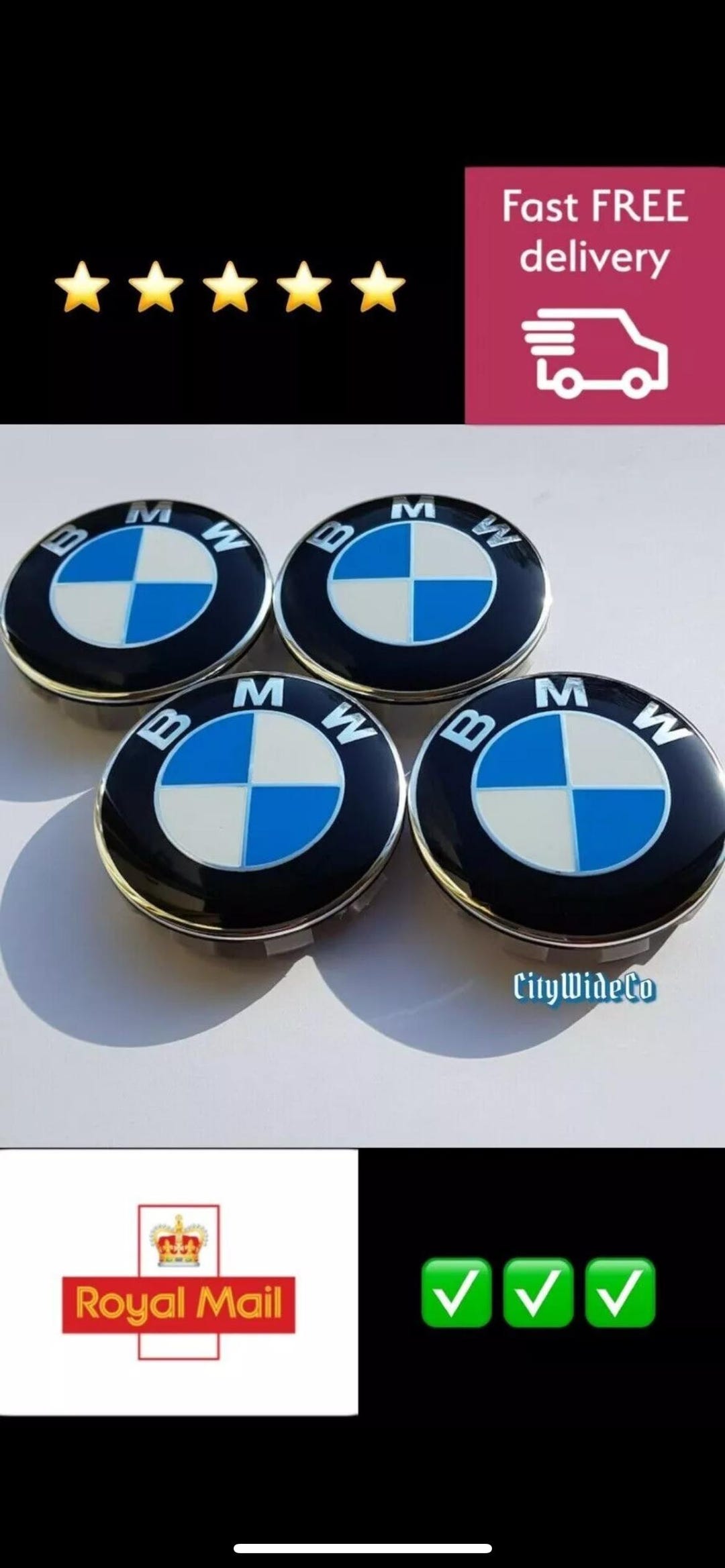 4 Set for BMW Wheel Centre Caps 68mm Fit E30,E36,E46,E92 1,3,5,6,7, M3 ...