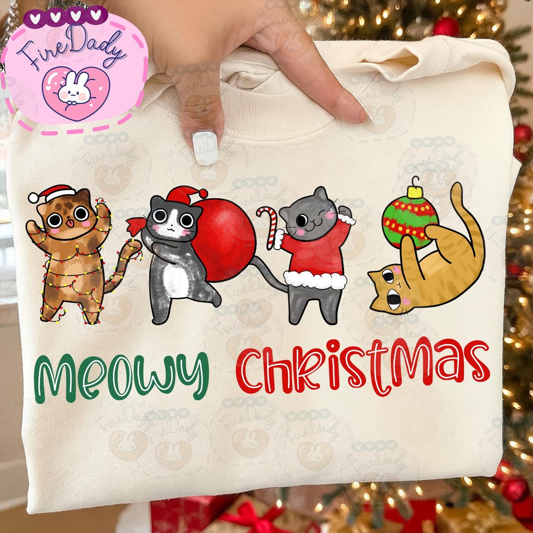 Moewy Christmas Png, Preppy Meowy Christmas Png, Christmas Cat Png,cute ...