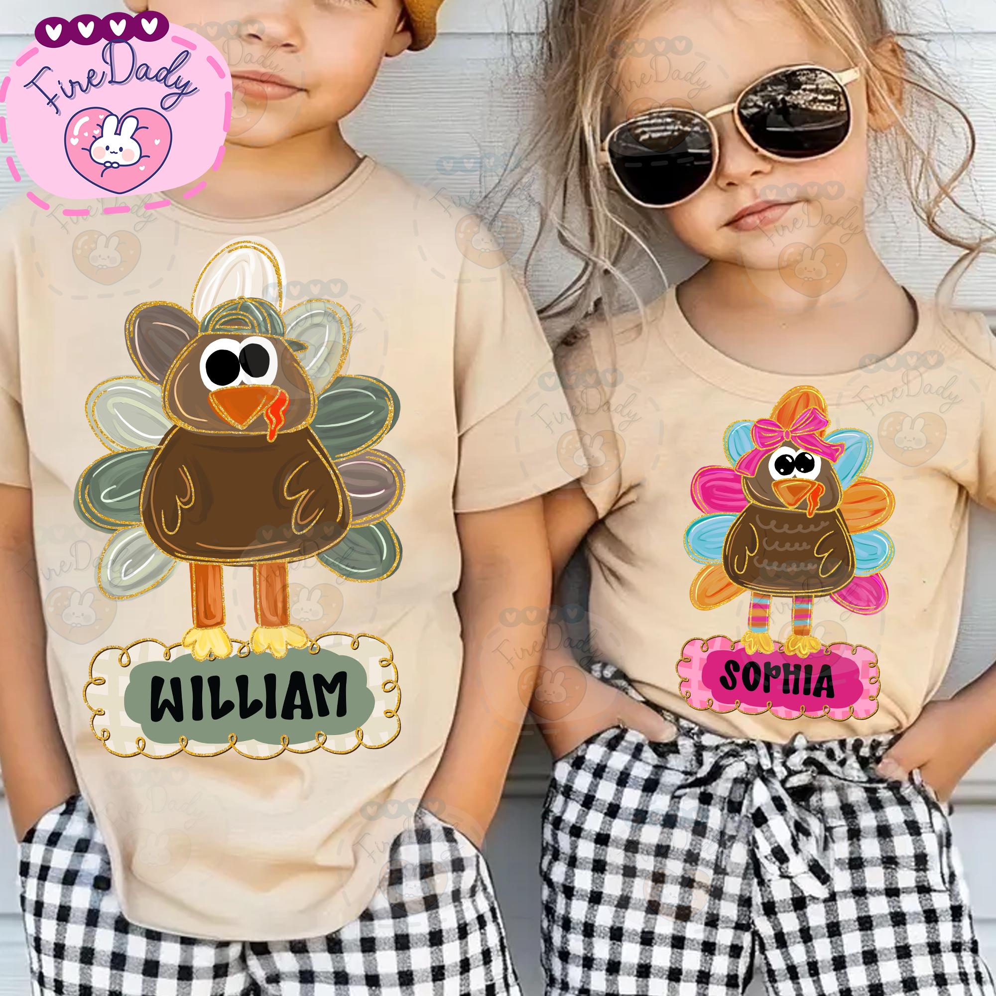 Personalized Boy/girl Gobble Turkey Digital, Brushstroke Turkey, Fall ...