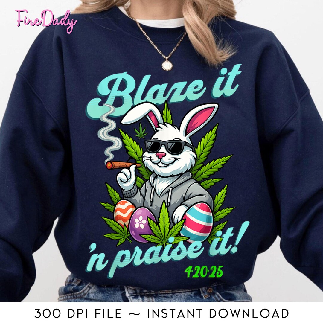 Happy 420 Easter Bunny Smoking a Blunt on Weedster Sunday Png, Bunny ...