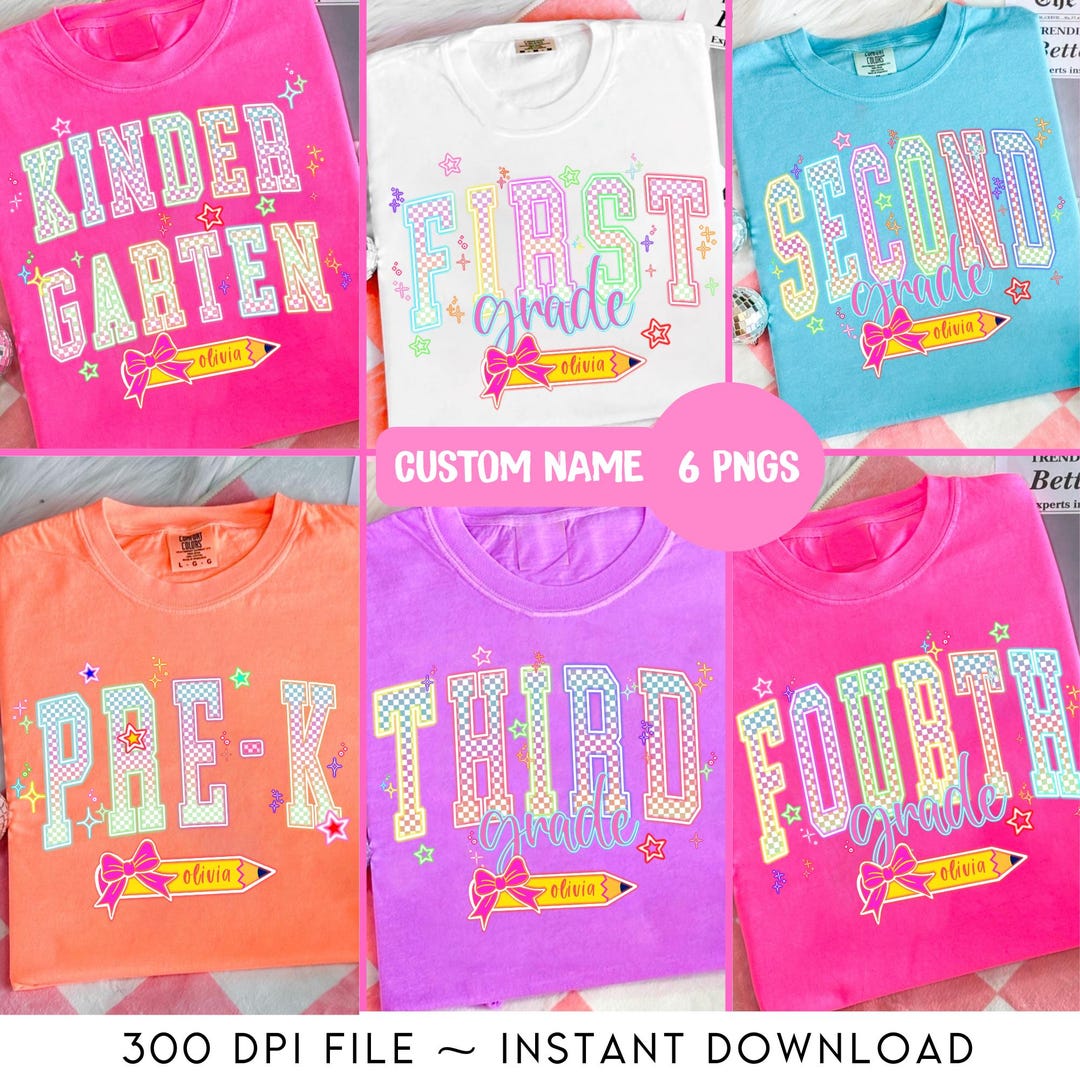 Preppy Back to School Bundle Png, Colorful First Day of School Png ...