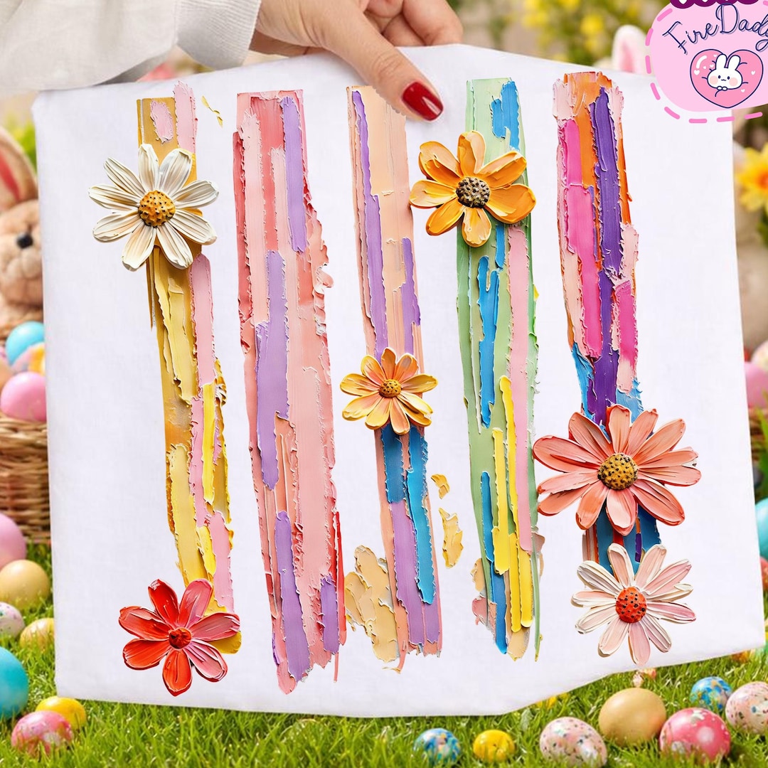 Spring Floral PNG Clipart, Pastel Paint Texture Flowers, Boho Daisy Art ...