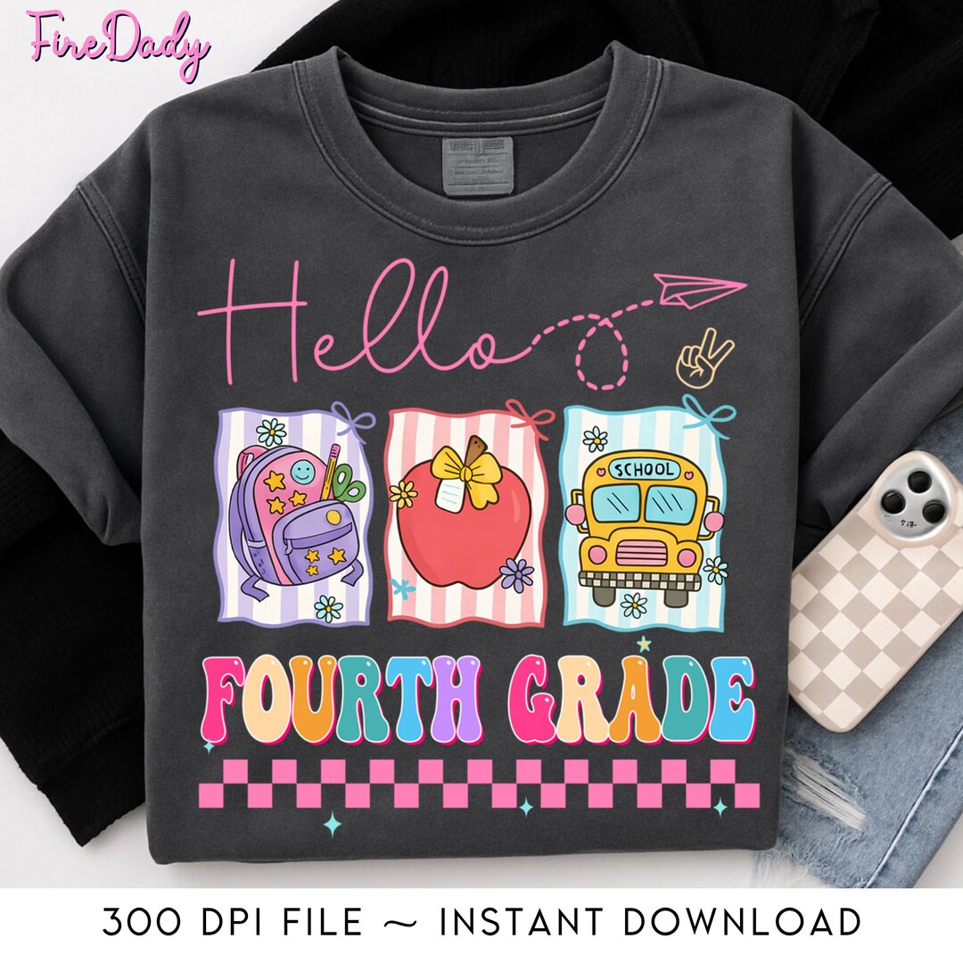 Hello Fourth Grade Student Bow Png, Back to School, Bruh We Back, First ...