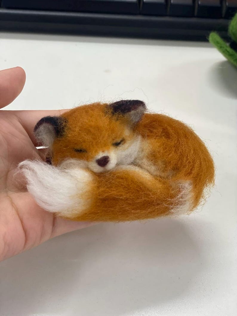 Needle Felted Sleeping Fox, Handmade Wool Animal, Cottagecore Decor ...