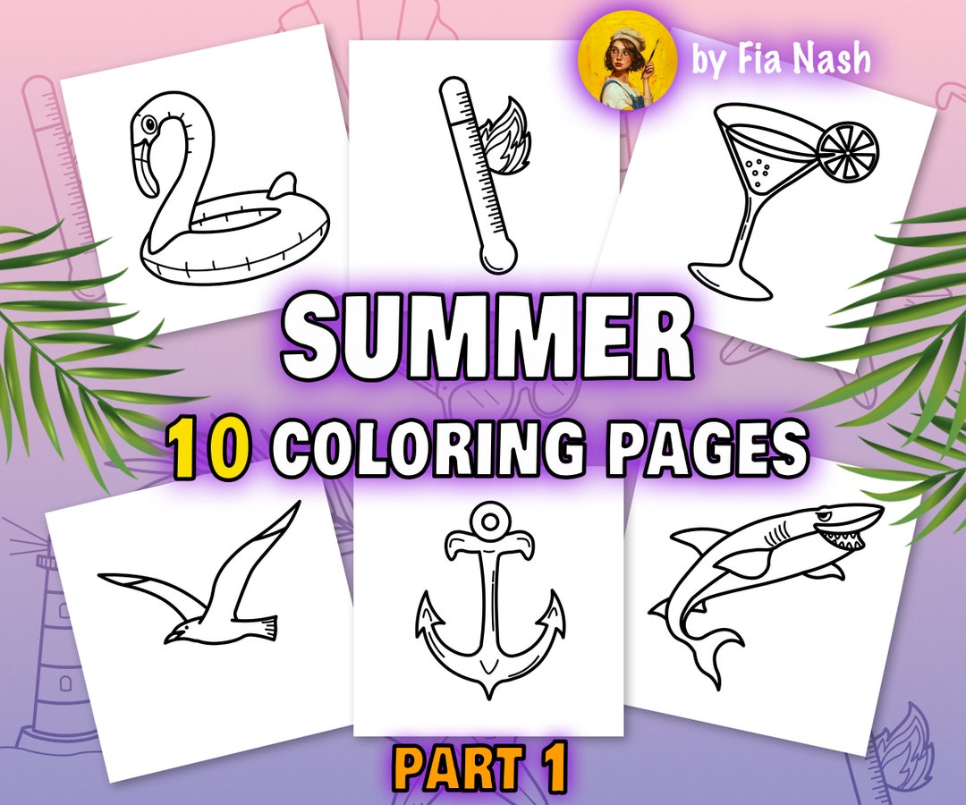 Groovy Summer Coloring Pages, Bold & Easy, for Kids and Adults ...
