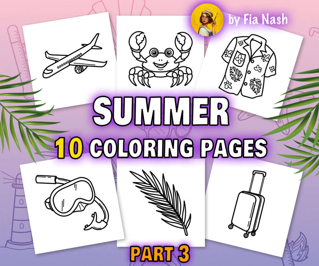 Groovy Summer Coloring Pages, Bold & Easy, for Kids and Adults ...