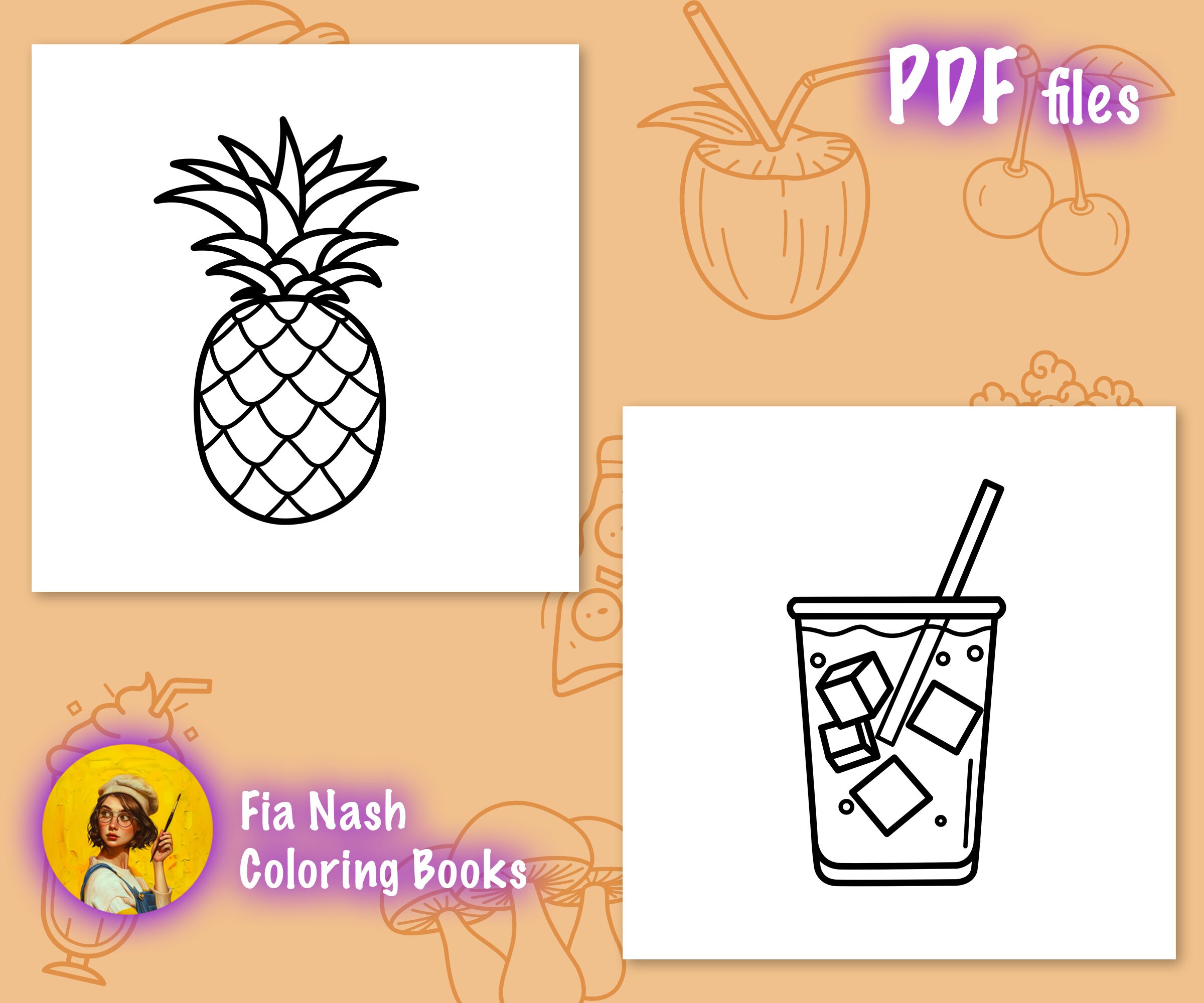 Food and Snacks Coloring Pages, Bold & Easy, for Kids and Adults ...