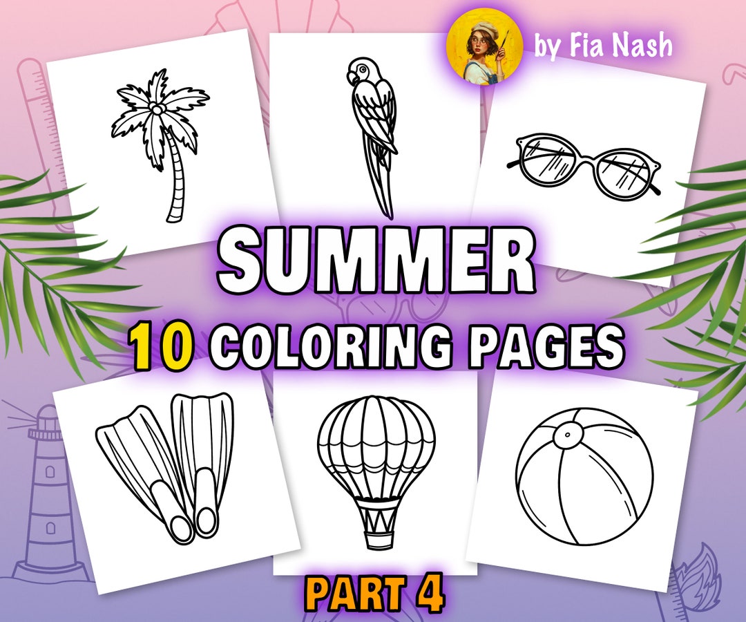 Groovy Summer Coloring Pages, Bold & Easy, for Kids and Adults ...