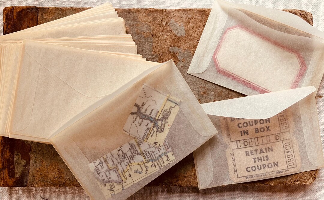 15 Naturally Aged Vintage Glassine Envelopes, Mixed Media, Smash Books ...