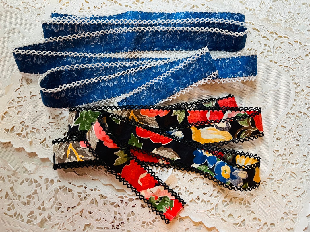 Vintage Cotton Print Trims With Lace Edging Sold Together - Etsy